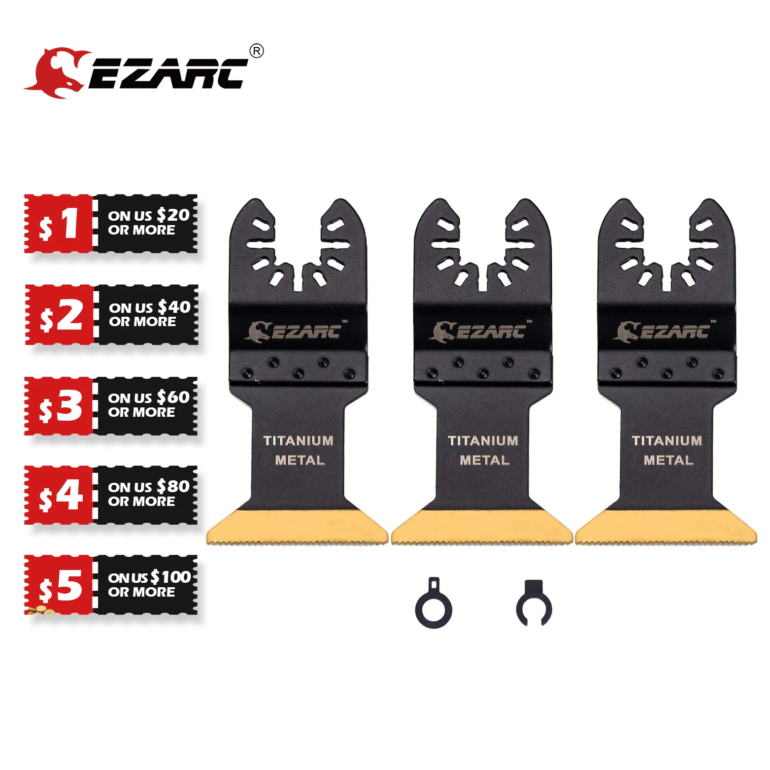 Ezarc 3 pces titânio oscilante multitool lâmina oscilante multi ferramentas acessórios para ...