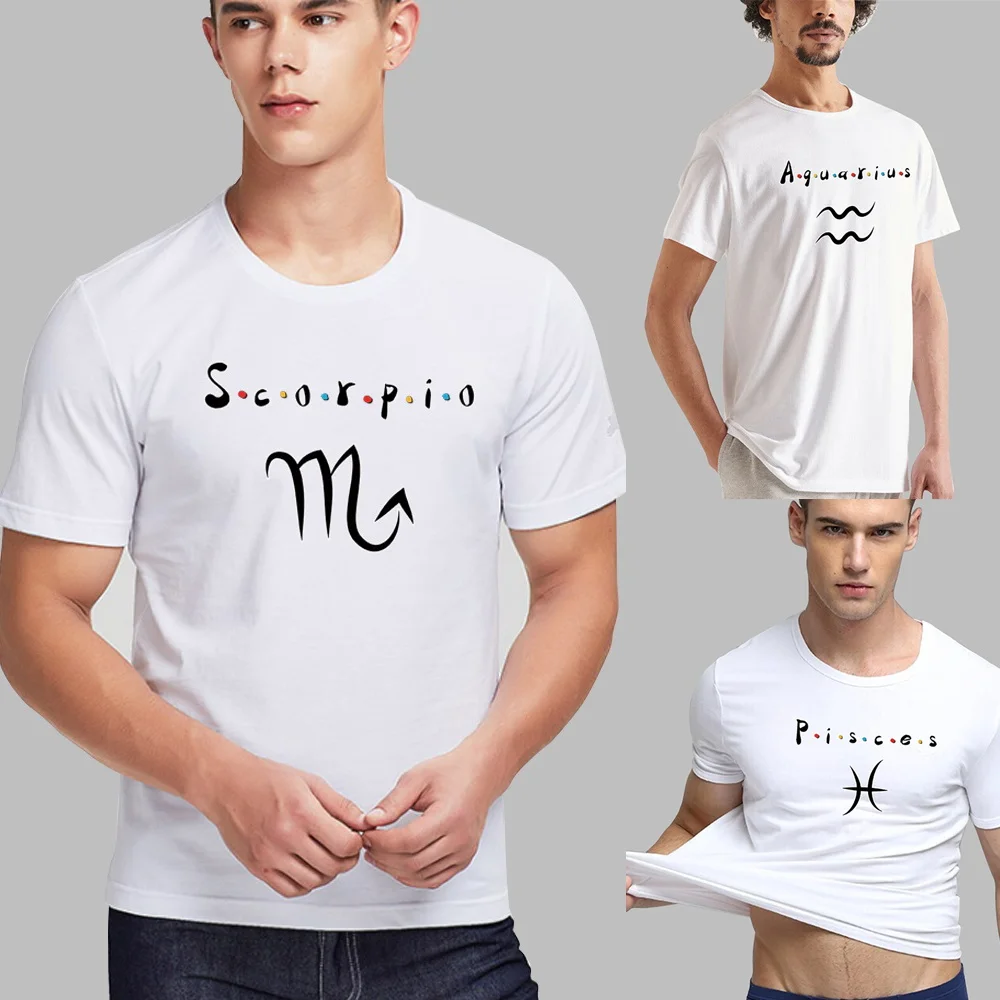 Fashion Man Constellation Print Harajuku Summer Tshirts Casual Round ...