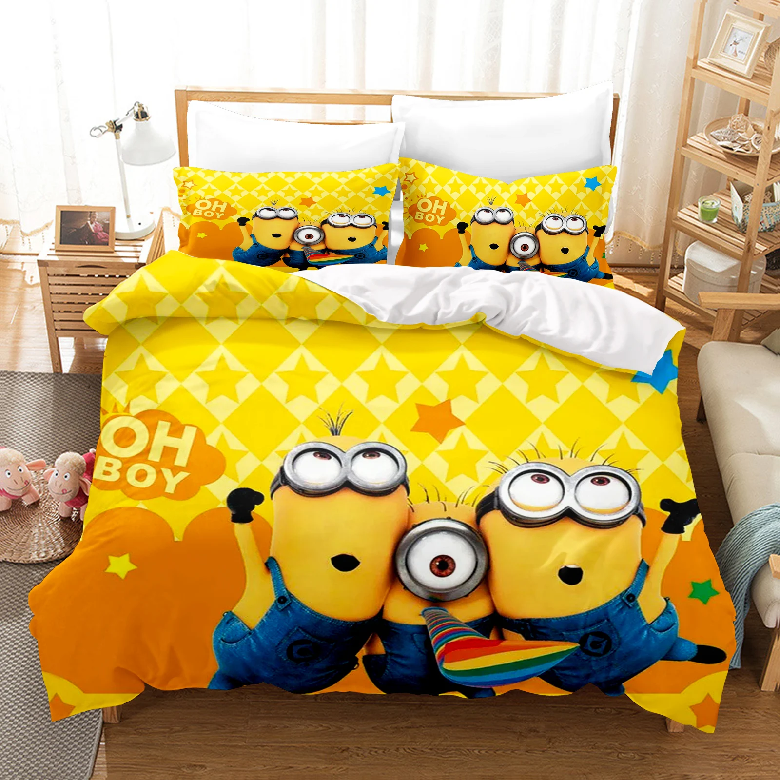Minions-Anime-Juego-de-funda-n-rdica-Comforte-Impreso-Dibujos-animados ...