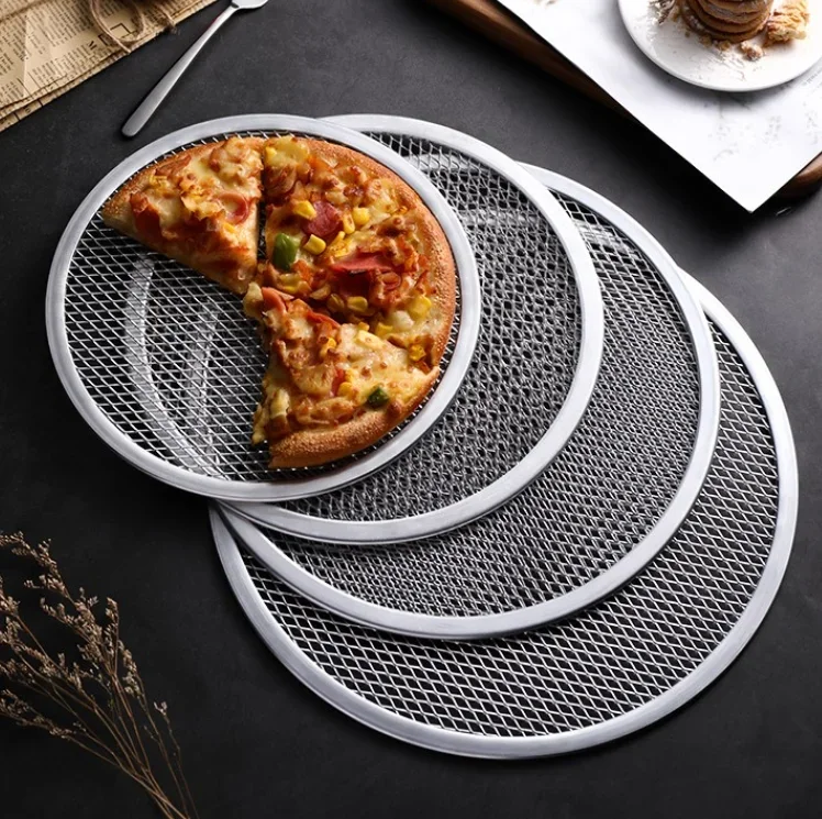 Non-stick-Pizza-Screen-Pan-Baking-Tray-New-Aluminum-Metal-Net-Bakeware ...