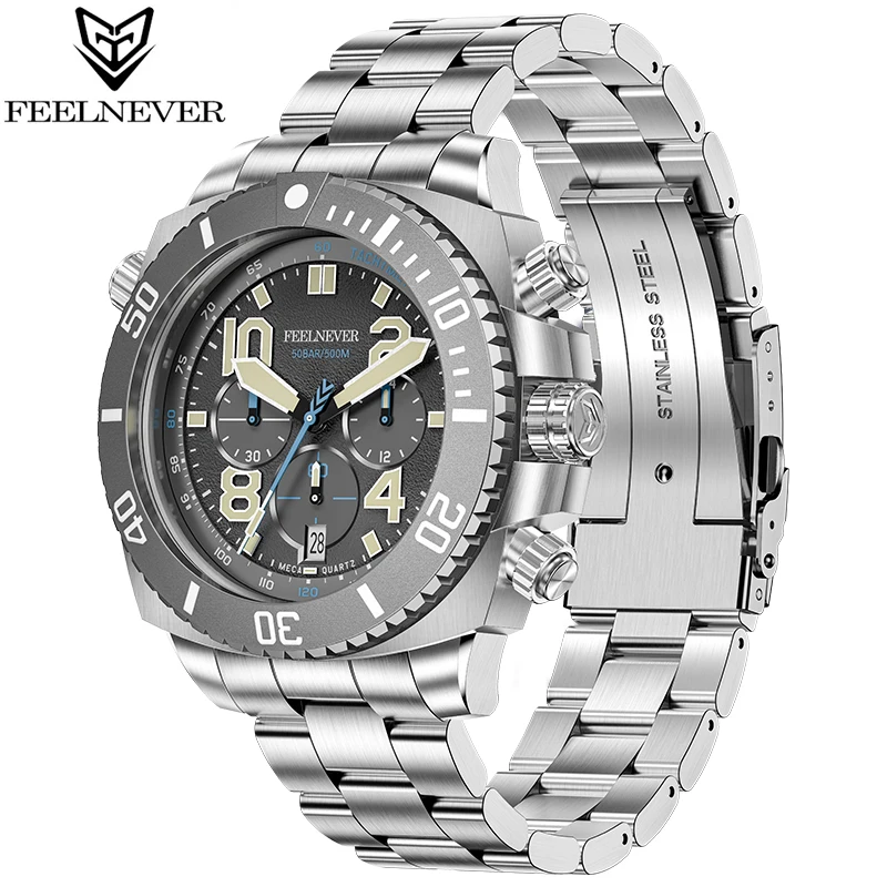 FeelNever-Sport-Quartz-Man-Watch-316L-Stainless-Steel-Sapphire-Big-Dial ...