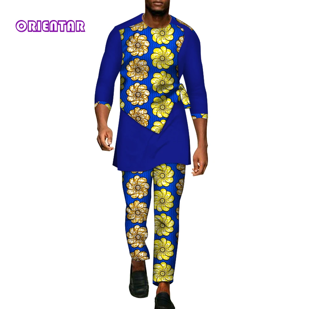 2 Pieces Set African Clothes Men Dashiki Shirt and Pants African Print ...
