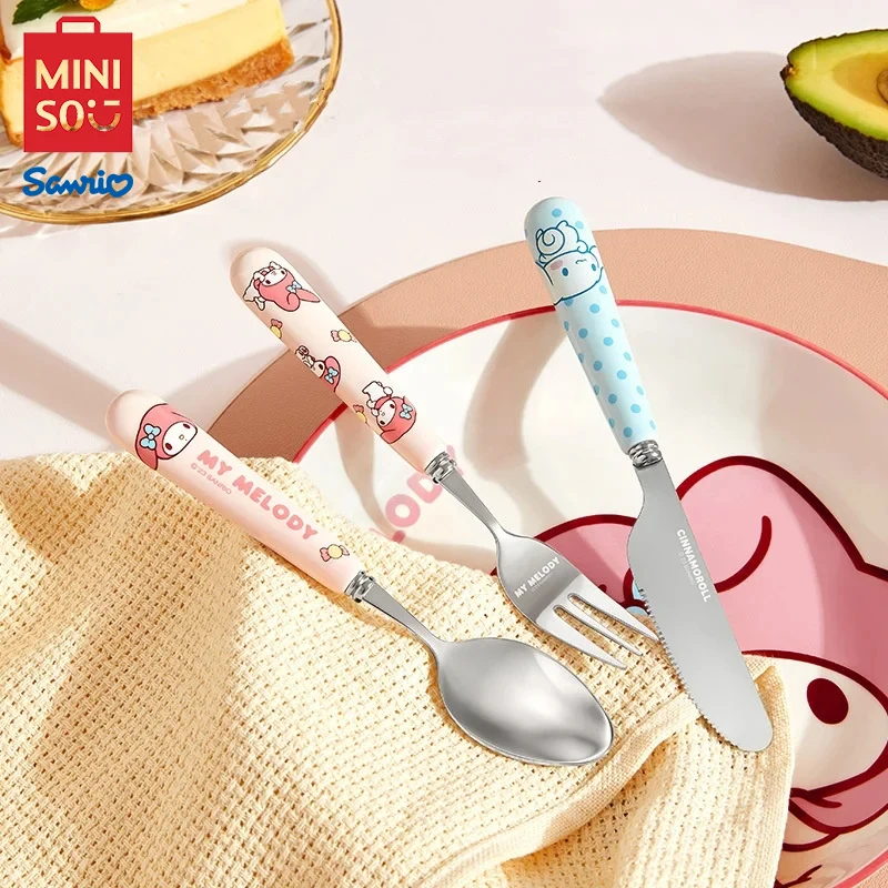 MINISO-Sanrio-Tableware-Set-Stainless-Steel-Spoon-Fork-Children-Travel ...