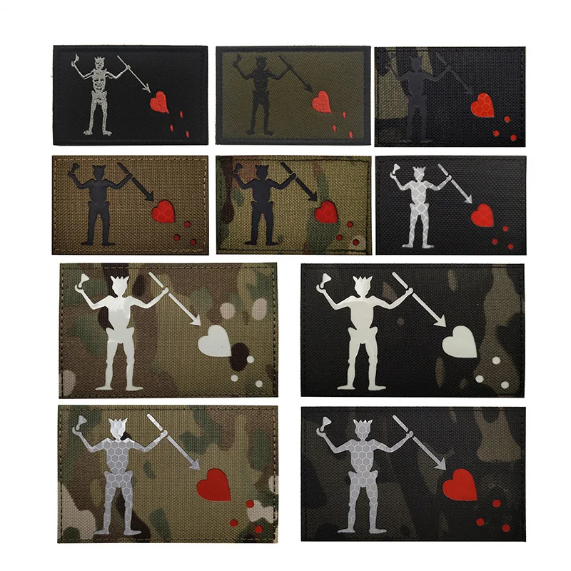 Black Beard Pirate Flag Patch Edward Forward Ir Infrared Reflective ...