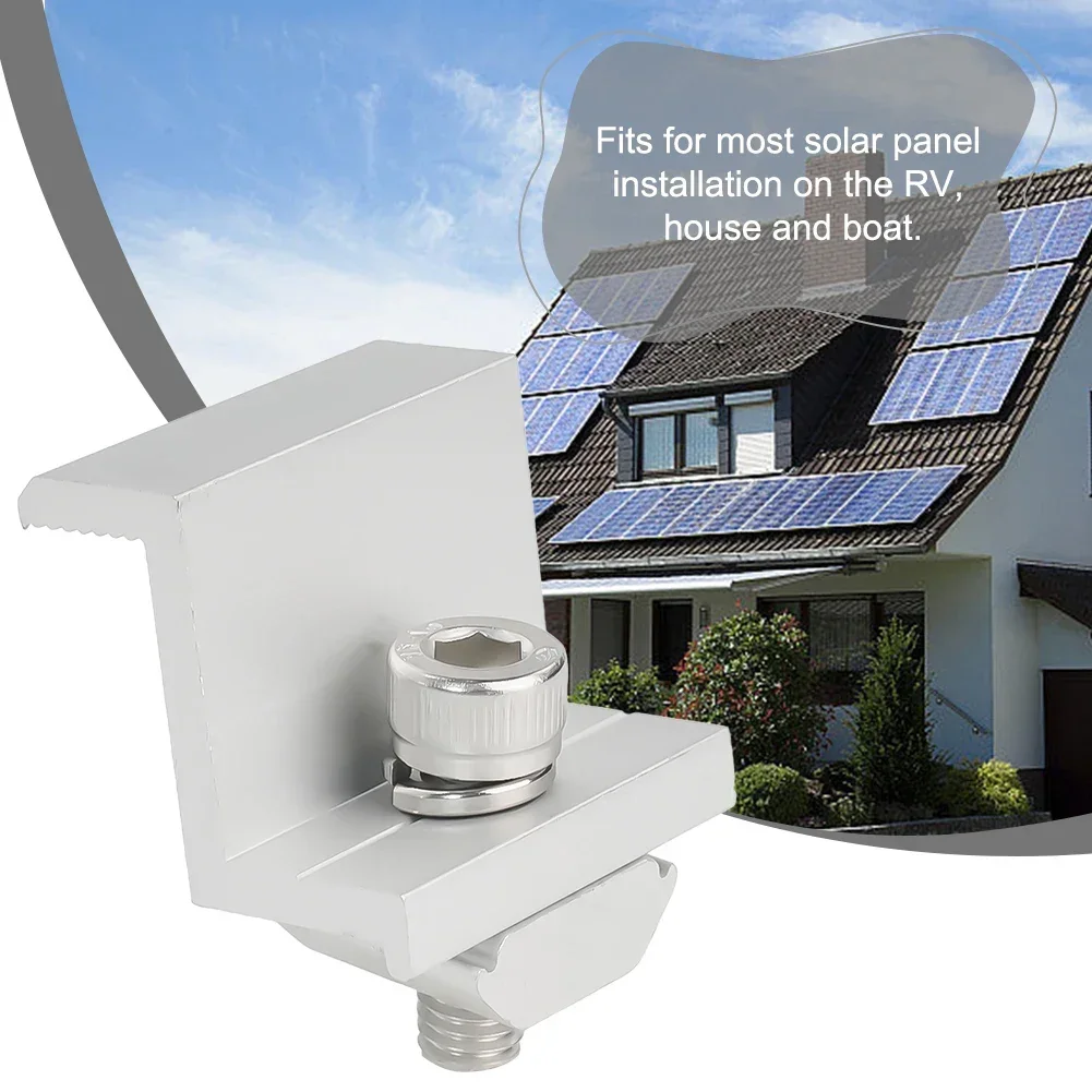 1/4/12pcs Solar End Clamp Aluminum Adjustable Solar Panel Bracket Clamp ...
