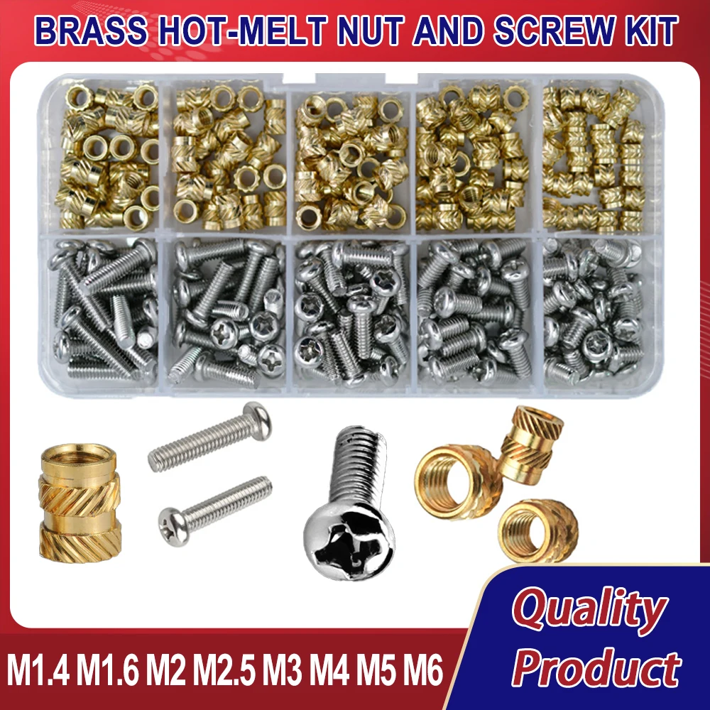 M1.4 M1.6 M2 M2.5 M3 M4 M5 M6 304 Stainless Steel Screw and Brass Thread Insert Nut Heat Set Hot ...