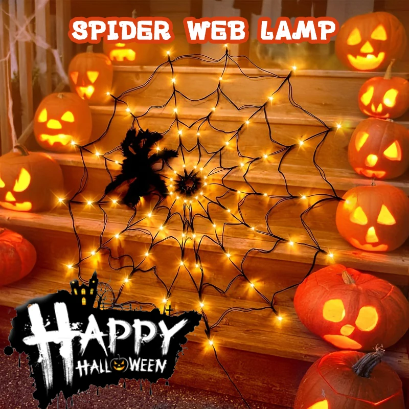 New-LED-Spider-Web-String-Light-with-Remote-Control-8-Modes-Net-Mesh ...