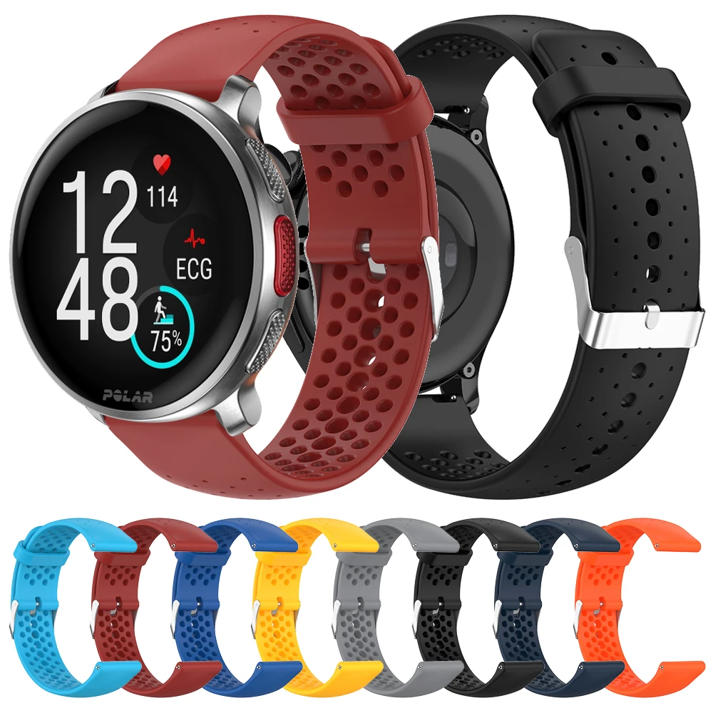 20 22mm Breathable Silicone Strap For Polar Vantage V3 M2/M Grit X Pro ...