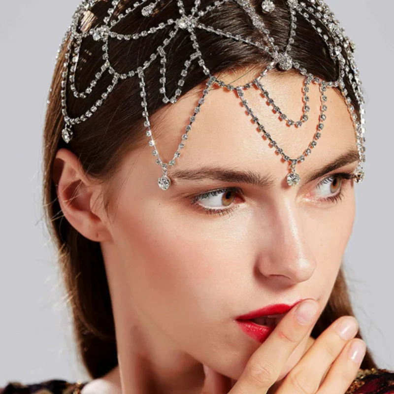 Luxury-Water-Drop-Diamond-Multilayer-Forehead-Chain-Hair-Accessory-for ...