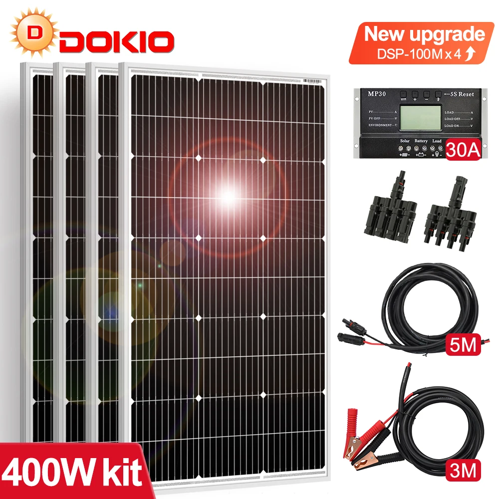 Dokio-18V-100W-200W-400W-Waterproof-New-Rigid-Solar-Panel-Set ...