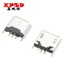 Micro USB Socket MK5P 5 Pin Sink Plate SMD Vertical In line Plug in ...