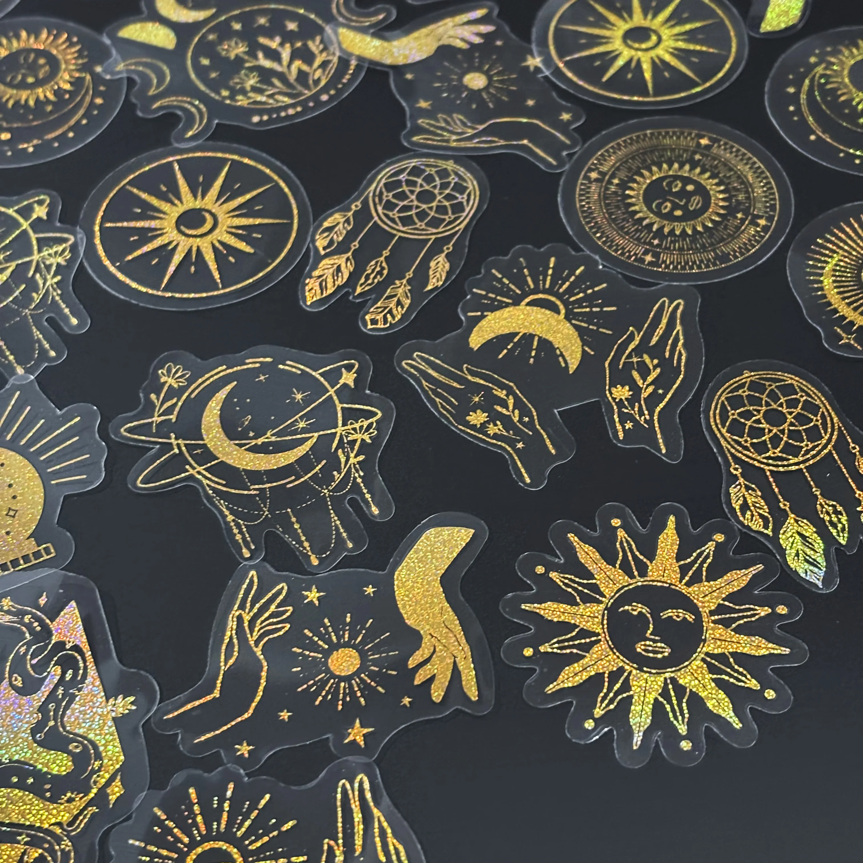 100 Pack Transparent PET Stickers BOHO Designs – Snake;Sun;Moons;Stars ...
