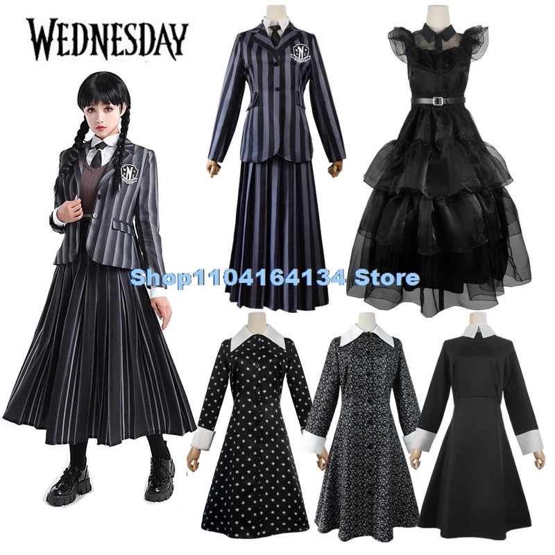 Wednesday-Addams-Cosplay-Costume-Girls-Black-Gothic-Dress-Elegant ...