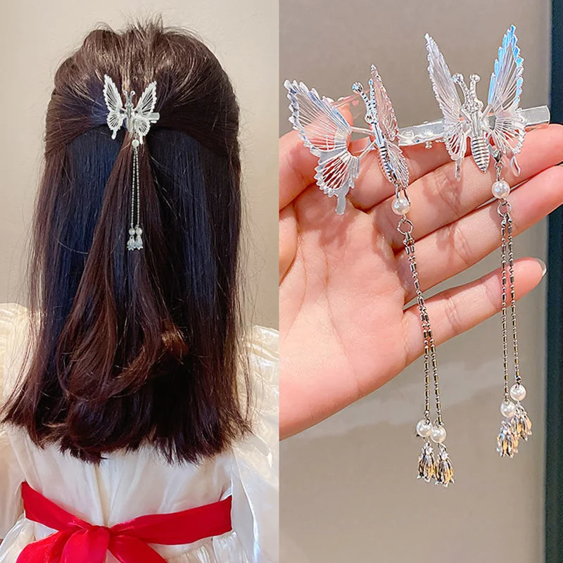 Butterfly-Tassel-Hairpin-Shiny-Hair-Clips-for-Girls-Women-Barrette ...