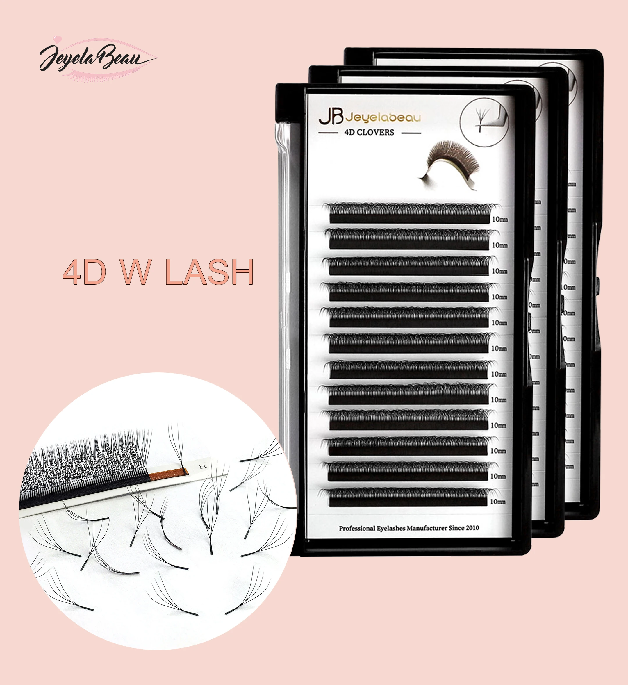 New Natural 4d W Shape Lashes Cilios Four Leaves C&d W Eyelash ...
