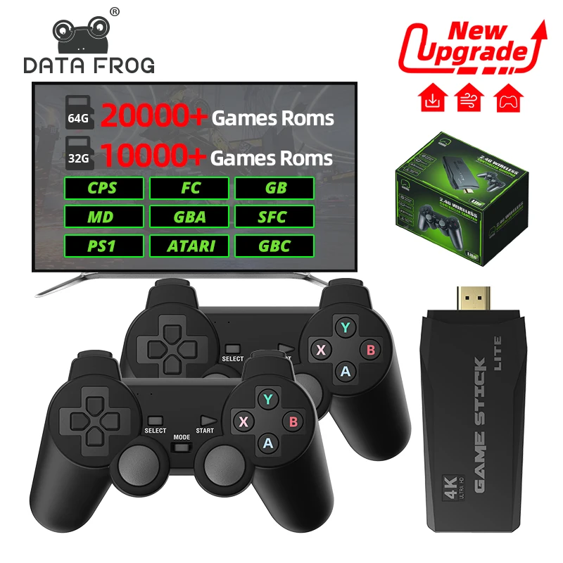 DATA-FROG-Consola-de-Videogame-Retro-2-4G-Sem-Fio-Vara-4K-20000-Jogos ...