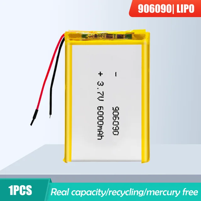 906090 3.7V 6000mAh Lithium Polymer Rechargeable Battery Lipo Li ion ...