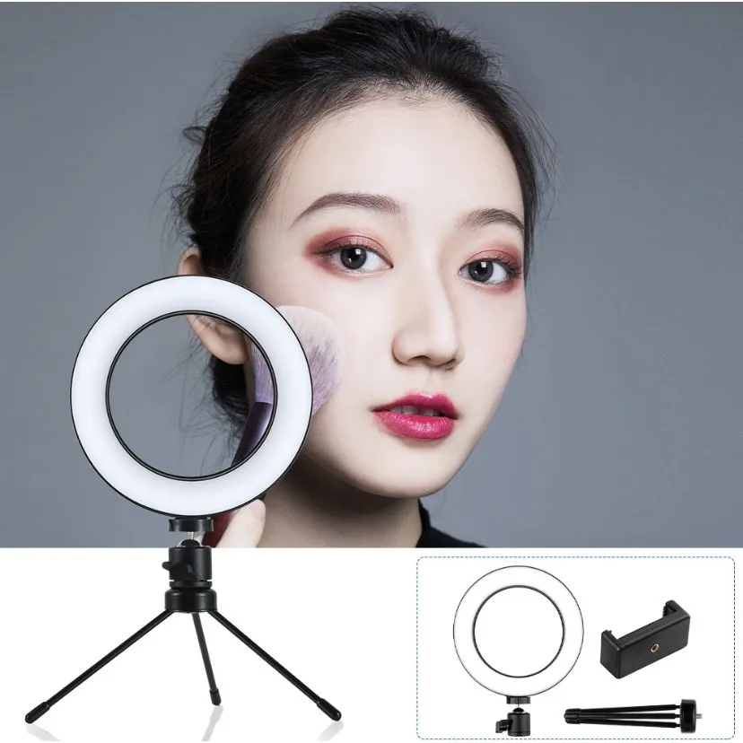 Ring-Light-Led-Table-Illuminator-Small-Tripod-6-Inch-16cm-with-Mobile ...