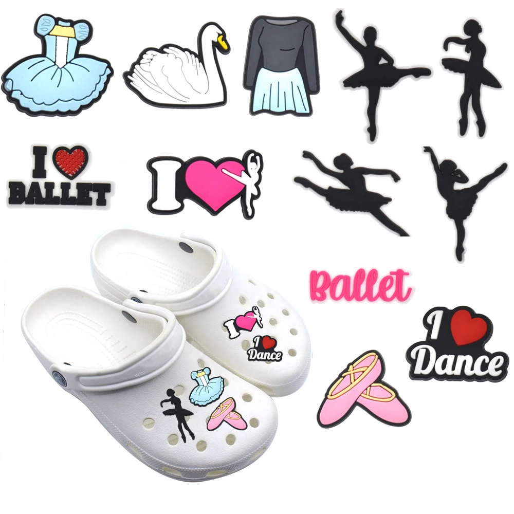 1Pcs PVC Ballet Dance Swan Croc Charms Jibz Accessories Garden Shoe ...