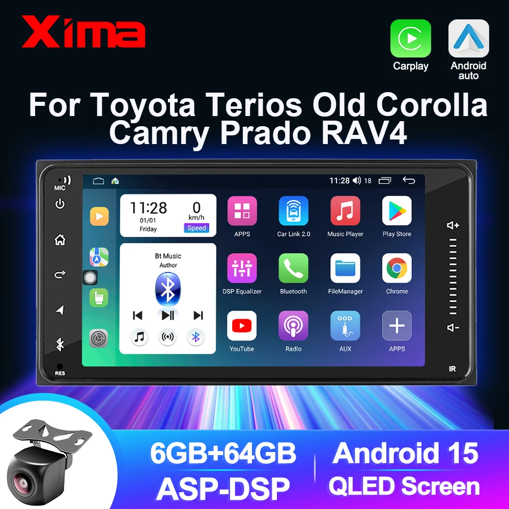 XIMA 2din 7 inch android 15 For toyota vios crown camry hiace corolla ...