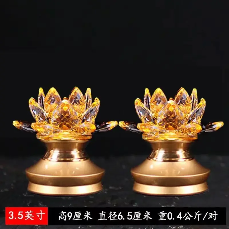 Buddhist item Led Yellow light Crystal Glass Lotus Lamp for Buddha ...