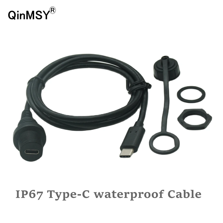 IP67-WaterProof-Type-c-Cable-USB-C-10Gbps-Male-To-Female-Panel-Mount ...