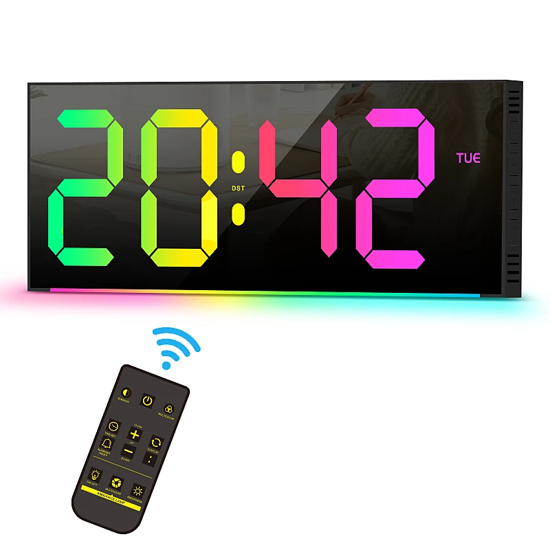 RGB-Large-Digital-Wall-Clock-Date-Display-With-Mood-Light-Remote ...