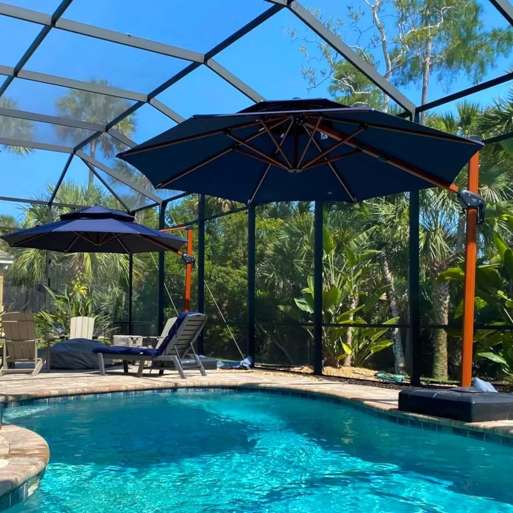 13ft Patio Umbrella - Large Round Umbrella with Windproof Cantilever ...