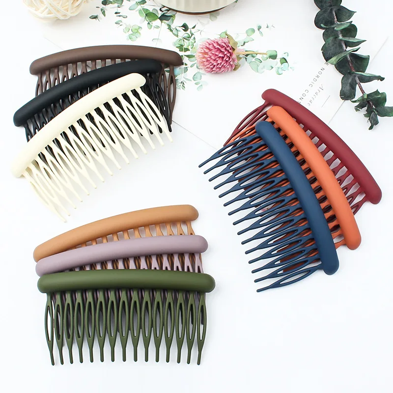 15-Teeth-Frosted-Candy-Color-Hair-Comb-Clip-Women-Broken-Hair-Hairpins ...