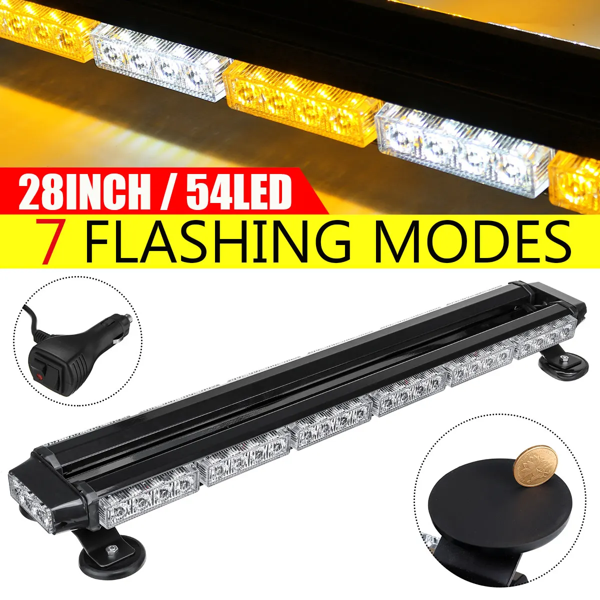 28-Truck-Car-LED-Strobe-Light-Bar-Flashing-Beacon-Top-Roof-Emergency ...