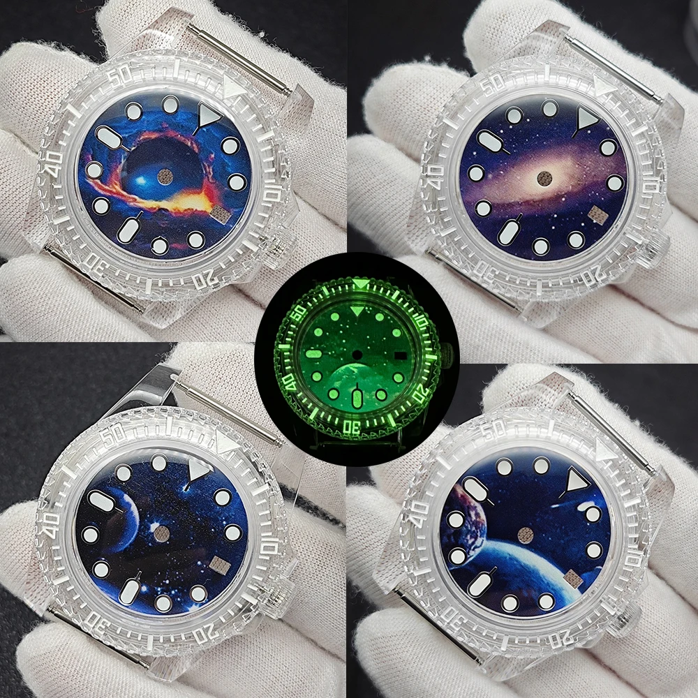 40MM-Acrylic-Watch-Case-Starry-Moon-Face-Dial-Transparent-Strap-DIY ...