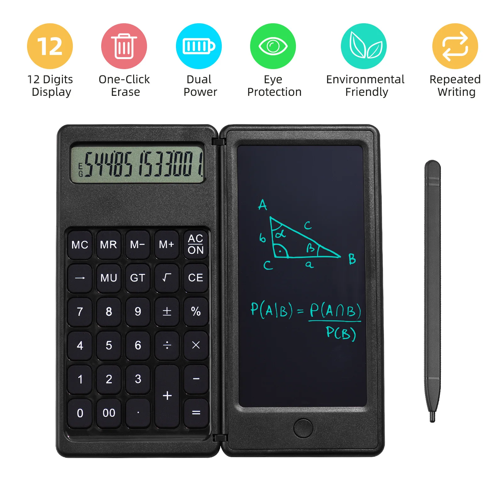 12-Digit-Foldable-Scientific-Calculator-Digital-Large-Display-with-An ...