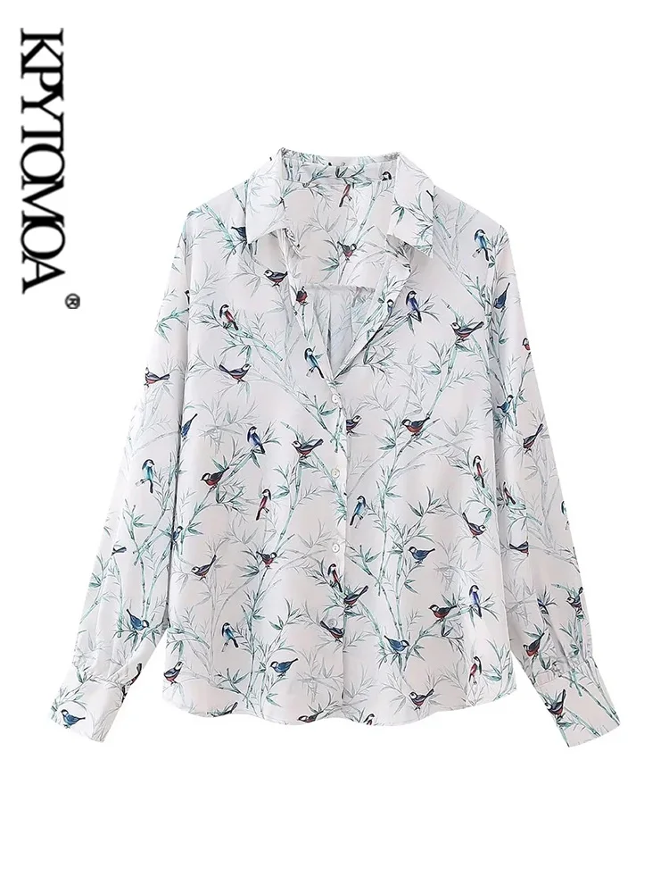 KPYTOMOA-Women-Fashion-Printed-Shirts-Vintage-Long-Sleeve-Button-up ...