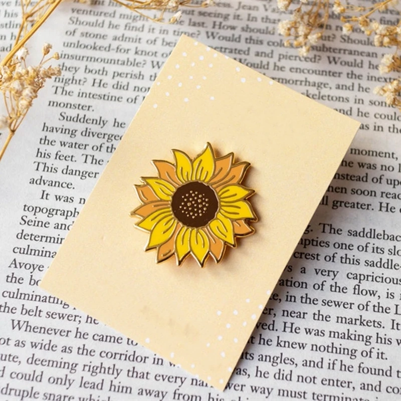 Sunflower Enamel Pin Beautiful Flower Badge Brooch For Jewelry ...