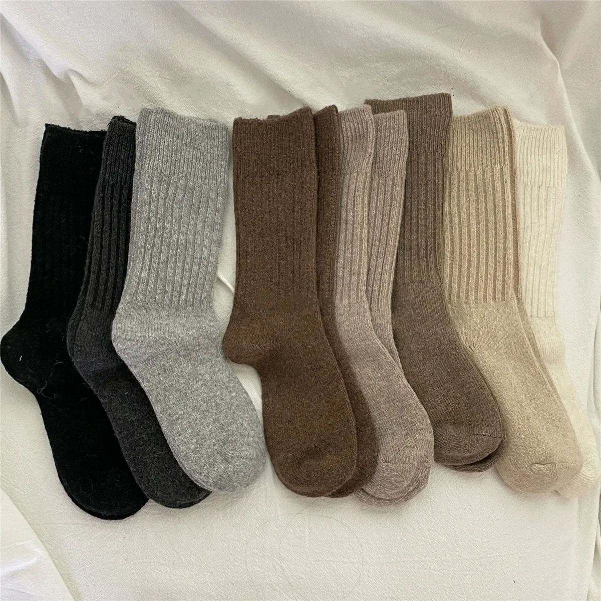 Solid-Color-Women-Socks-Autumn-Winter-5-Wool-Cashmere-Thermal-Long ...