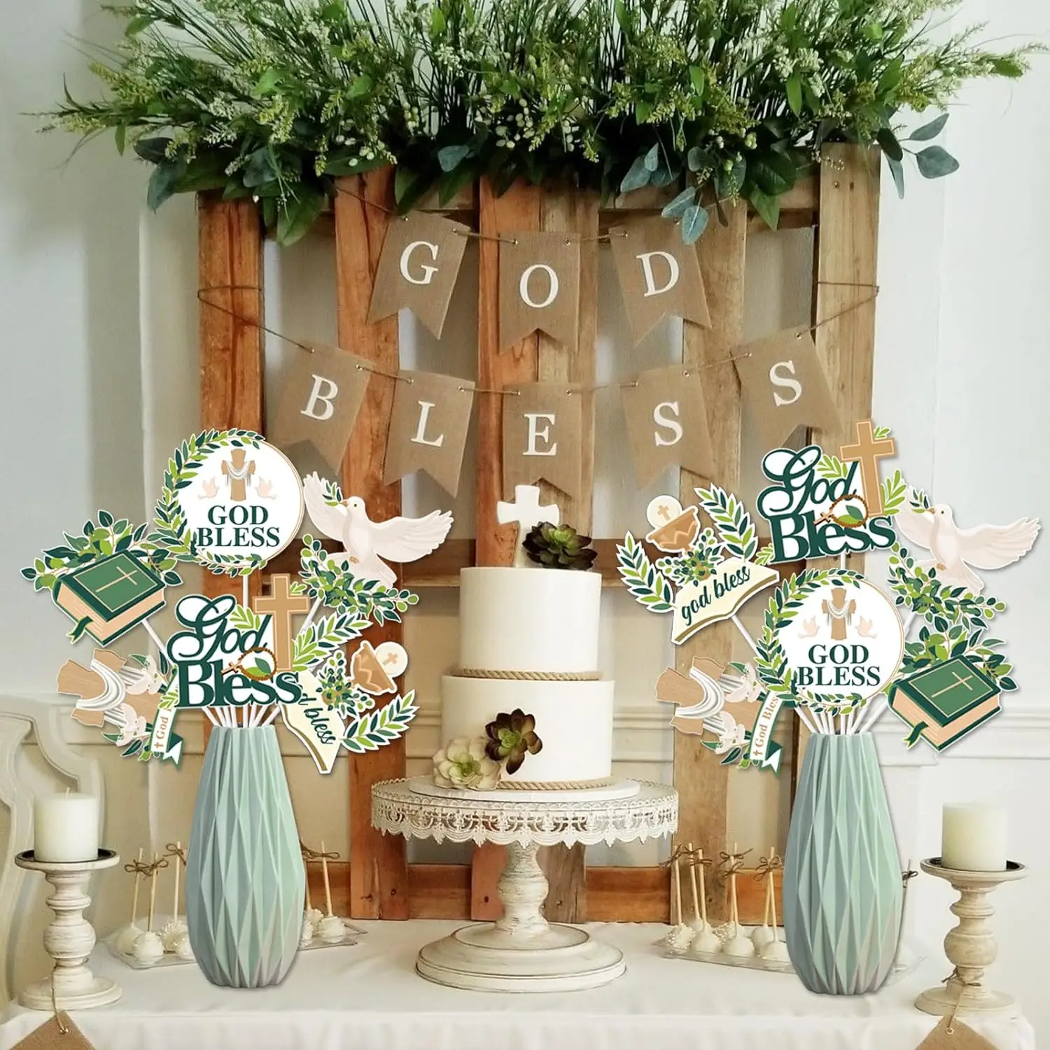 Cross Cake Topper 12 Pcs First Holy Communion Centerpieces - Baptism ...