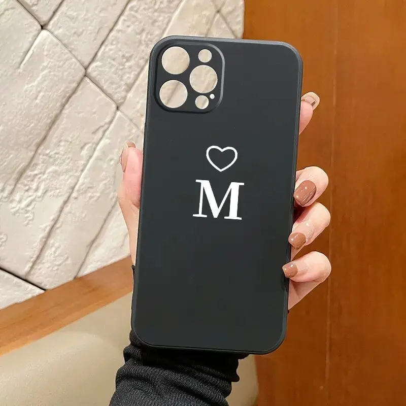 Heart-Letter-M-Graphic-Pattern-Silicon-Phone-Case-For-IPhone-14-13-12 ...