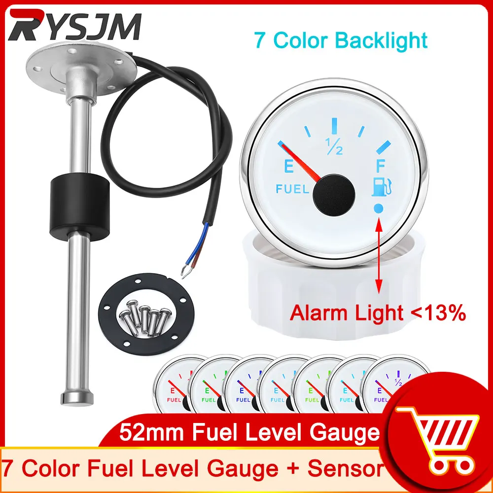 52mm-Fuel-Level-Gauge-Fuel-Level-Sensor-240-33ohm-With-7-Color ...