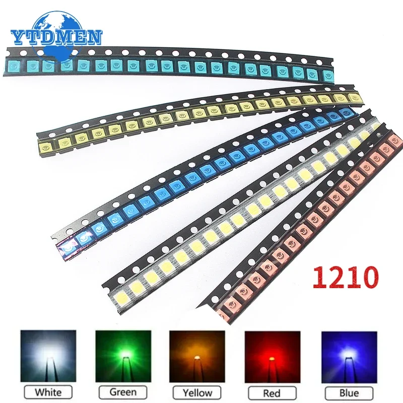 100PCS-Super-Bright-1210-SMD-LED-White-Yellow-Green-Blue-Red-Lights ...