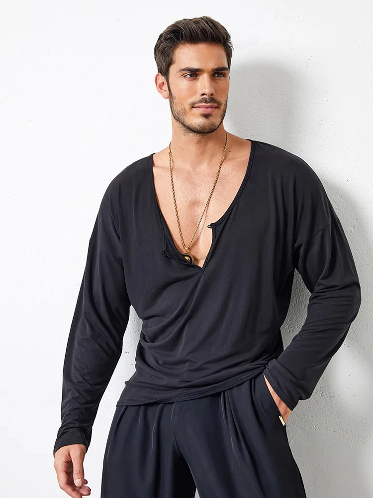 ZYM-Winter-Spring-Long-Sleeve-Latin-Dance-Top-Wear-With-Button-Men-s ...