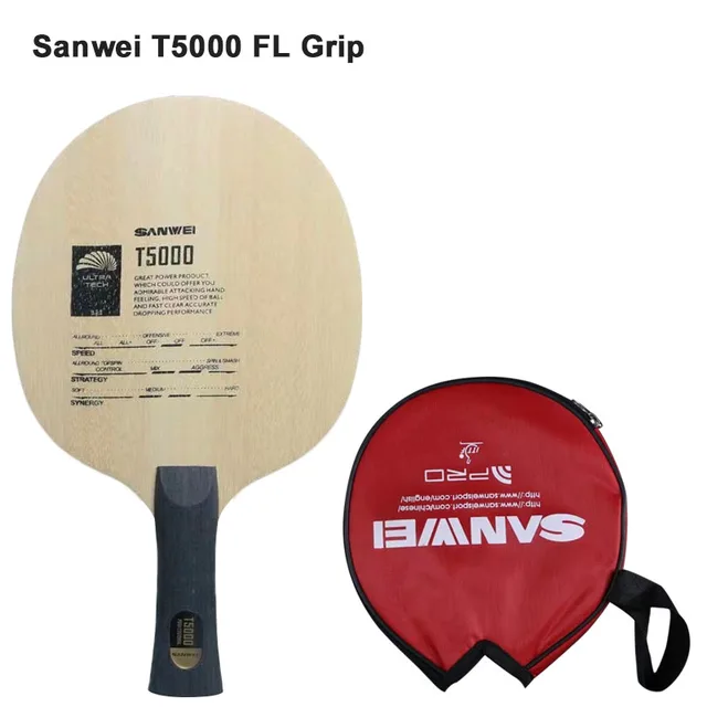 Original Sanwei T5000 Table Tennis Blade 5 Wood 2 Carbon Entry Intermediate Ping Pong Blade for ...