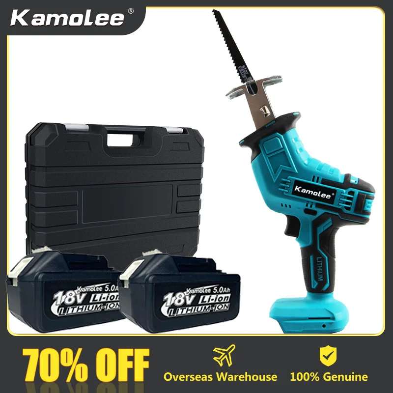 Kamolee 브러시리스 무선 전기 왕복 톱, 가변 속도 금속 목재 커터 도구, Makita 18V 배터리, 3600W 12000SPM