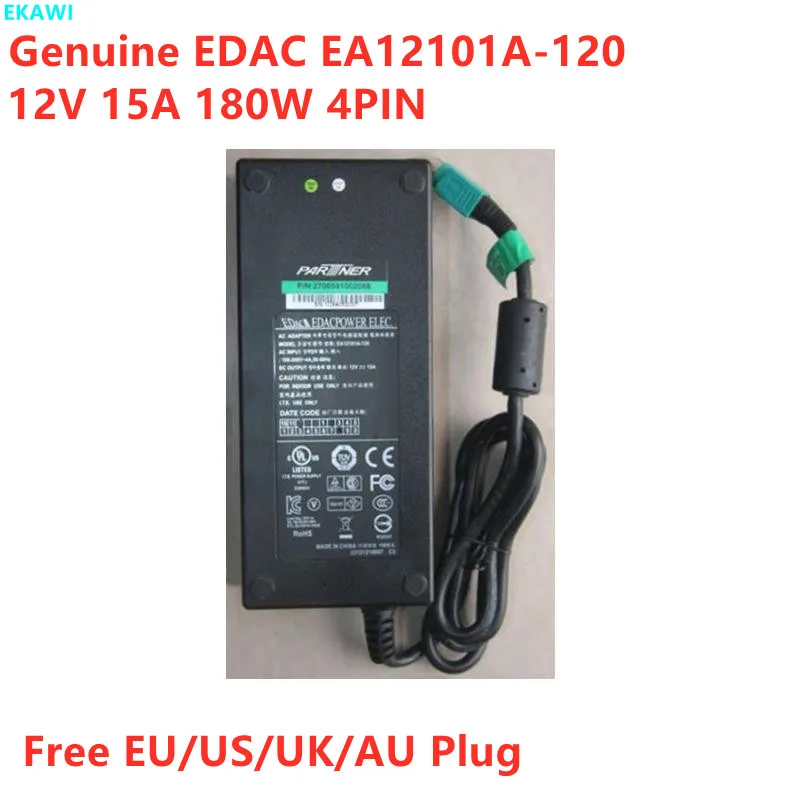 Genuine EDAC EA12101A-120 12V 15A 180W 4PIN 2706591002088 AC Adapter ...