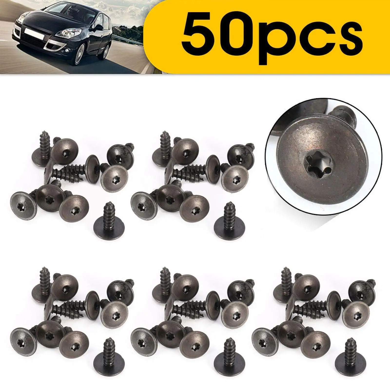 50Pcs-5mm-Black-Torx-Screw-Car-Engine-Under-Cover-Splash-Guard-Self ...