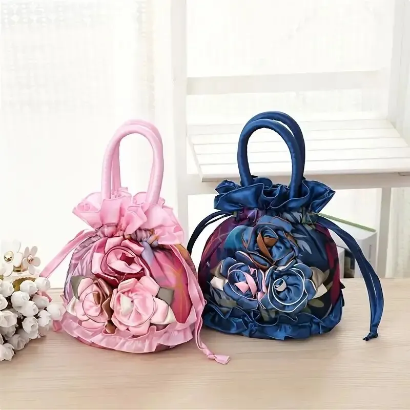 Floral-Decor-Drawstring-Handbag-Trendy-Small-Evening-Bag-Simple-Phone ...