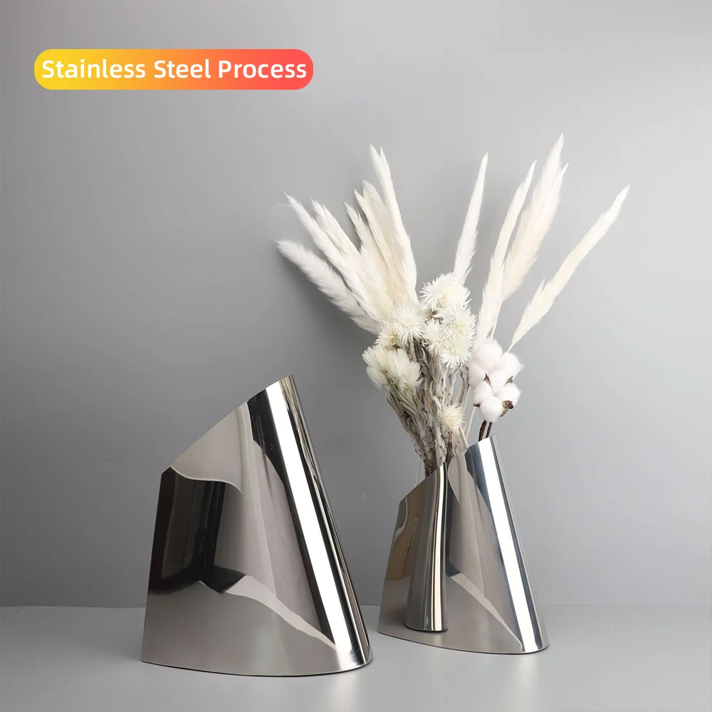 Creative-Vase-Stainless-Steel-Vase-Flowerpot-Light-Luxury-Simple-Modern ...