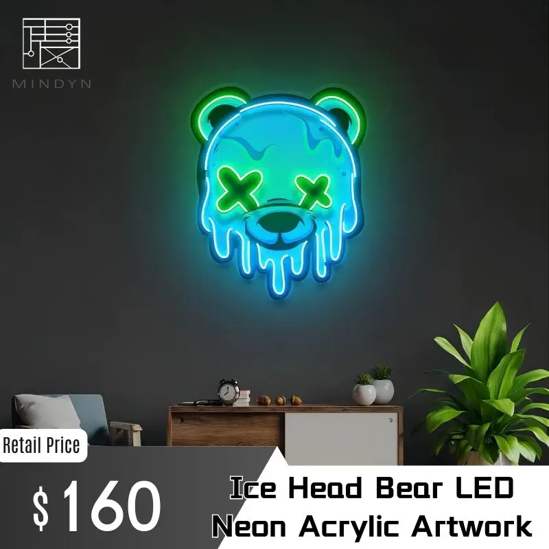 Custom-LED-Neon-Sign-Light-Ice-Head-Bear-Room-Decoration-Wall-Art ...