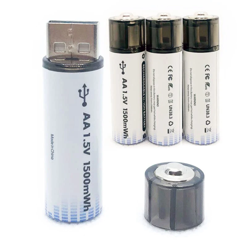 1.5V AA/AAA Battery 1500mWh USB Rechargeable Li-ion Battery For Remote ...