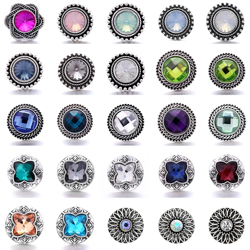 5-Pieces-lot-Xh8525-Flower-Crystal-Gemstone-Birthstone-20Mm-Metal-Snap ...