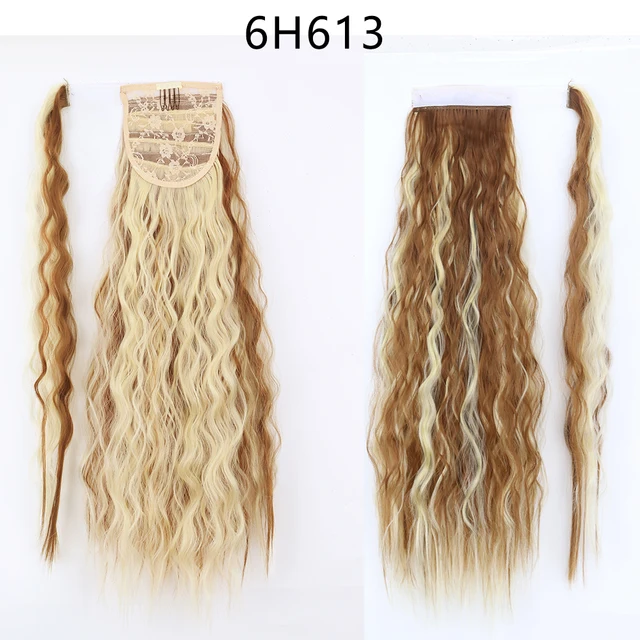 Synthetic 34 inch wavy / straight ponytail hair extensions